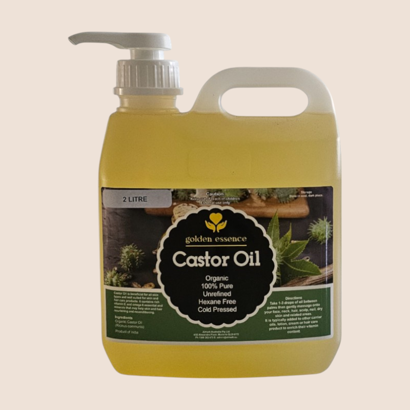 2L Organic Castor Oil | Vintage Label | Golden Essence